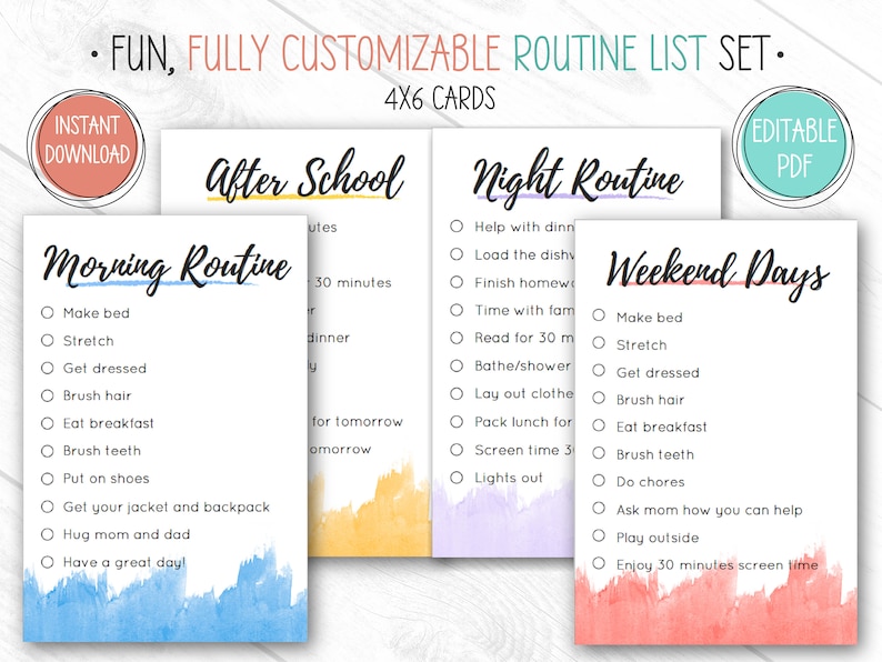 Routine Cards, EDITABLE, PRINTABLE, Routine Chart for Kids, Routine ...