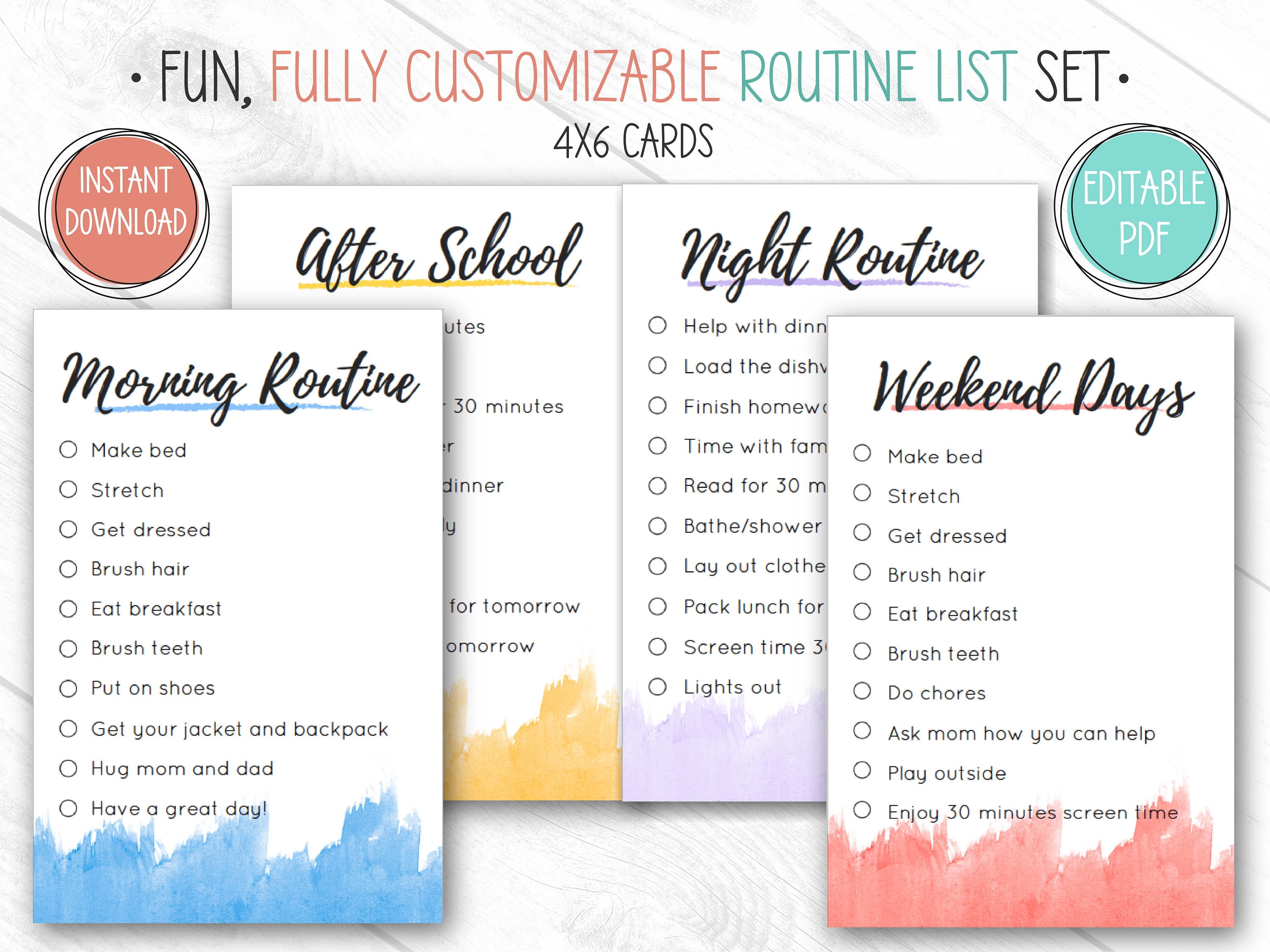 Routine Cards, EDITABLE, PRINTABLE, Routine Chart for Kids, Routine ...