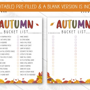 Autumn Bucket List Printable | EDITABLE | Fall Bucket List Poster ...