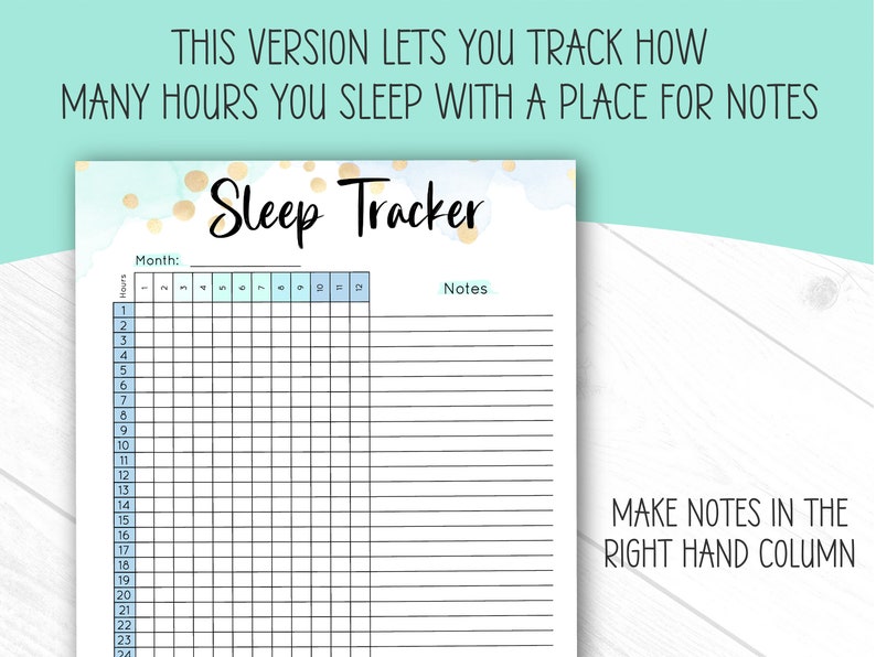 Sleep Tracker Sleep Journal Printable Sleep Log Chart - Etsy