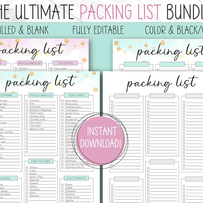 Kids Packing List Vacation - Etsy