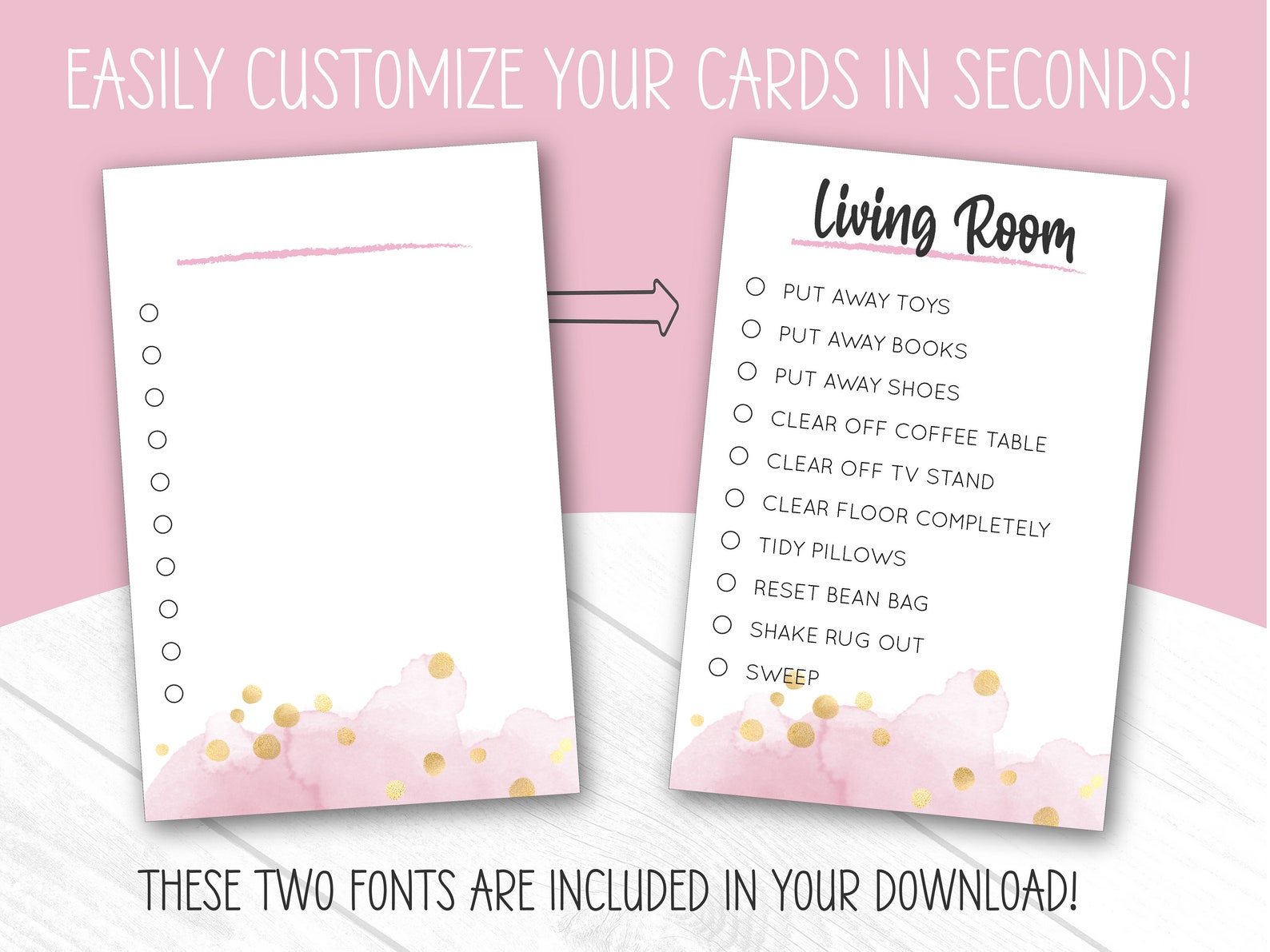 Room Cleaning Card, EDITABLE, PRINTABLE, House Zones, Chore Checklist ...