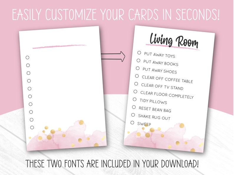 Room Cleaning Card EDITABLE PRINTABLE House Zones Chore - Etsy