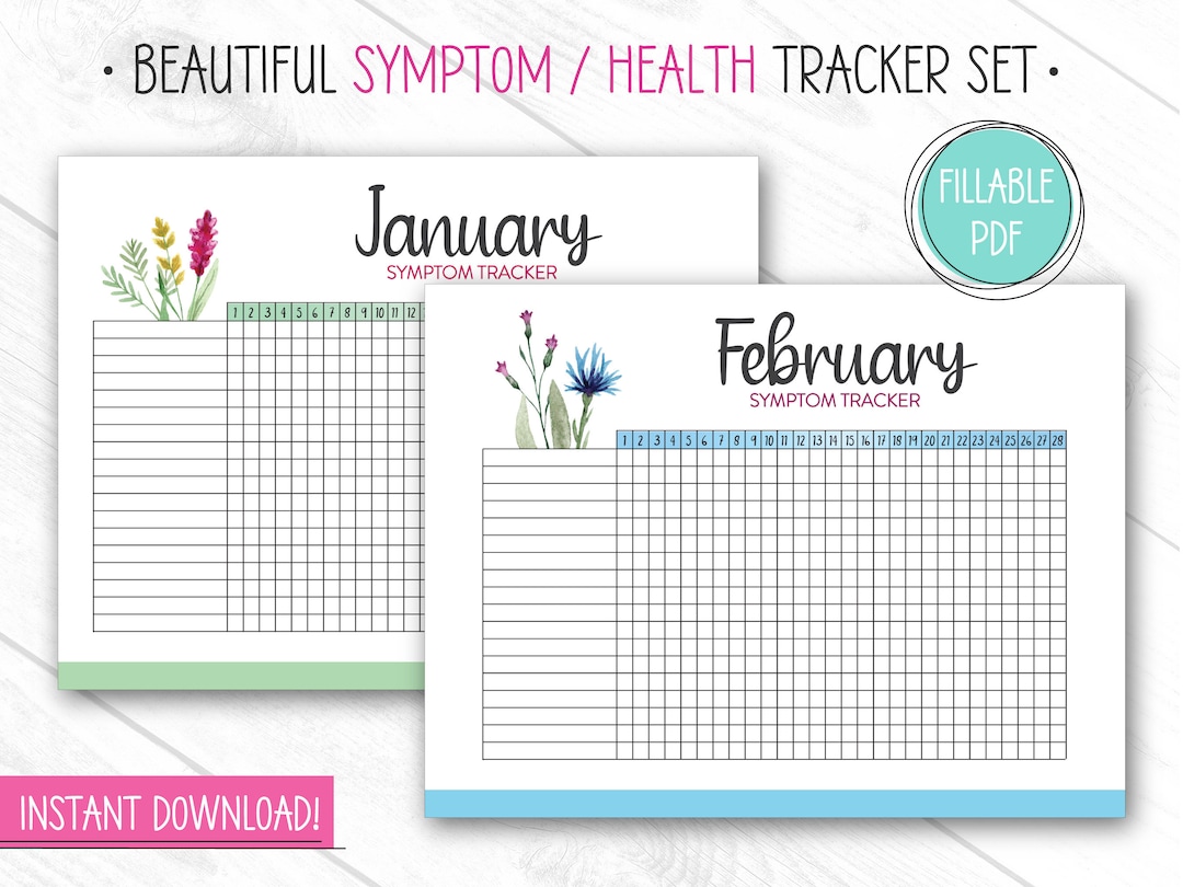 Symptom Tracker, Editable, Symptom Tracker Monthly, Symptom Tracker ...
