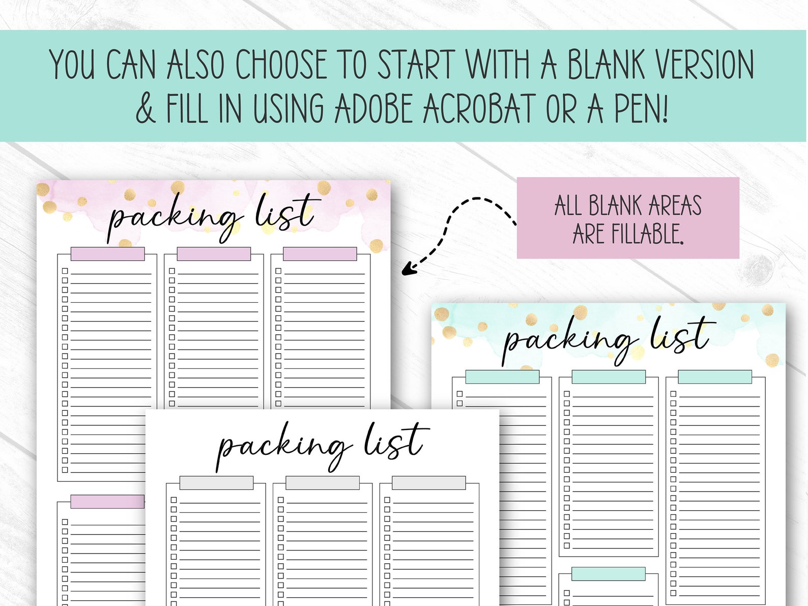 Packing List, EDITABLE and PRINTABLE, Packing List Template, Packing ...