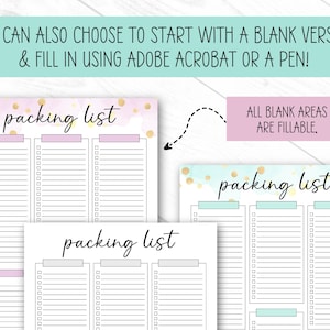 Packing List, EDITABLE and PRINTABLE, Packing List Template, Packing ...