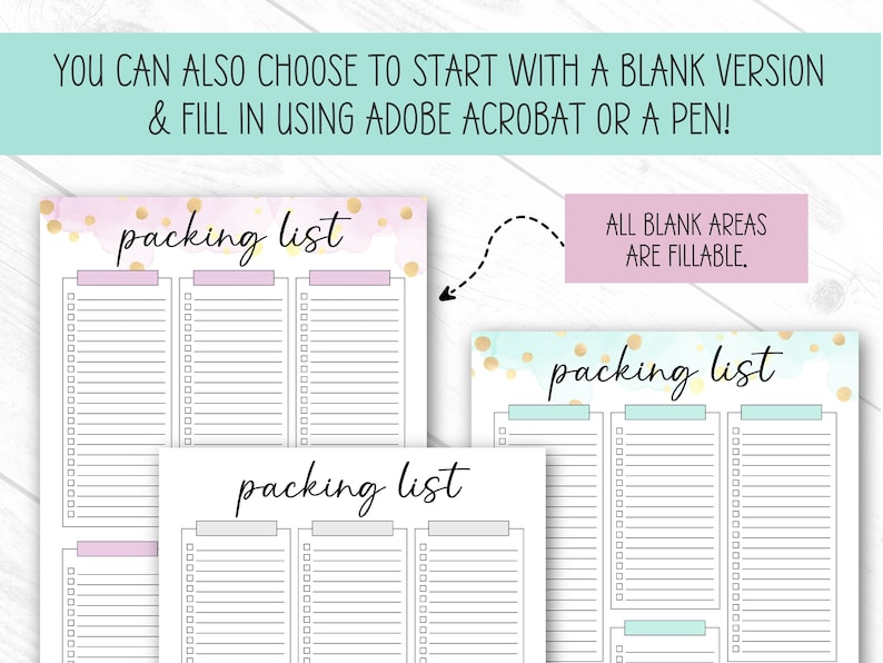 Packing List EDITABLE and PRINTABLE Packing List Template - Etsy