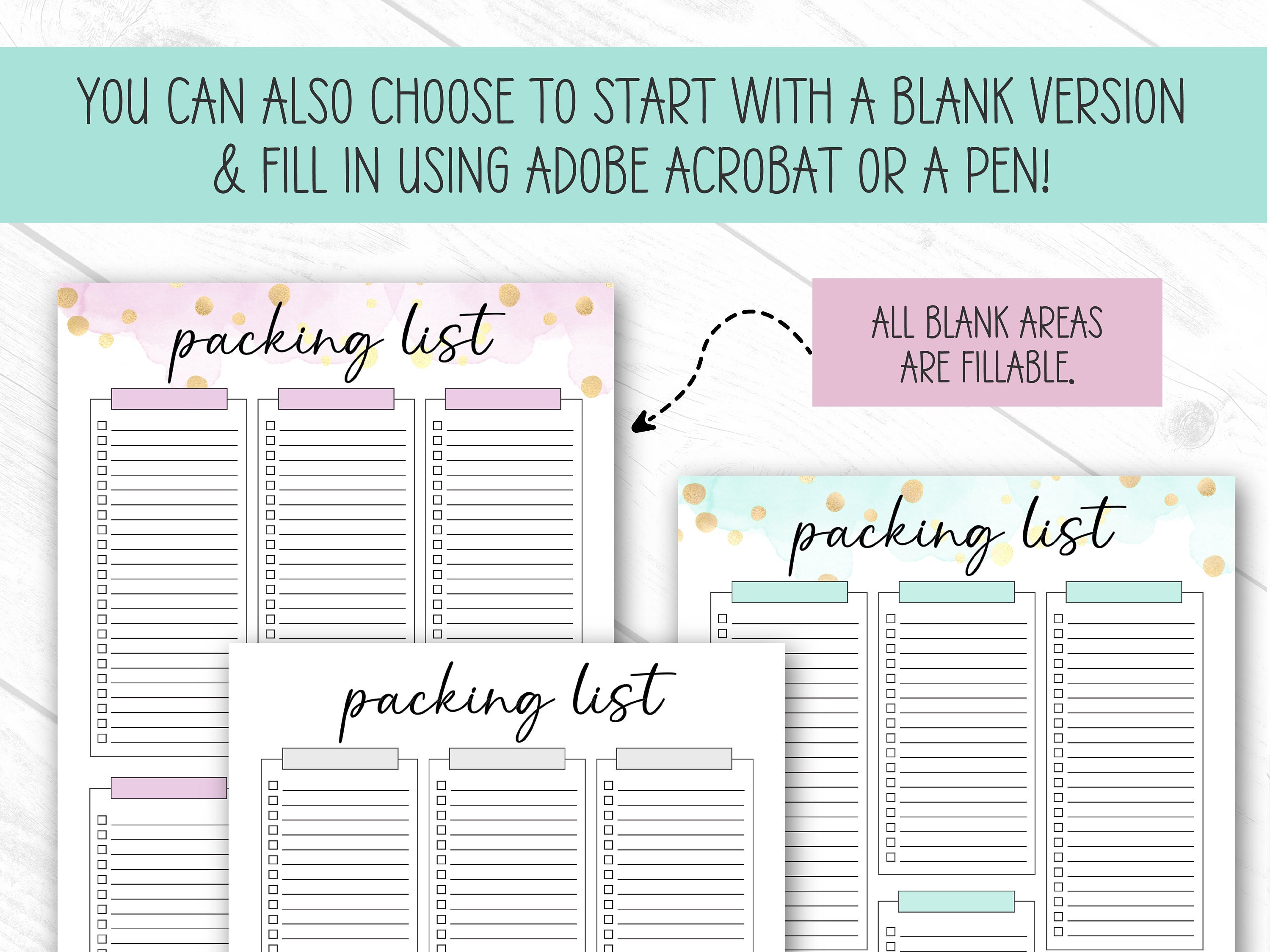 Packing List EDITABLE and PRINTABLE Packing List Template - Etsy Canada