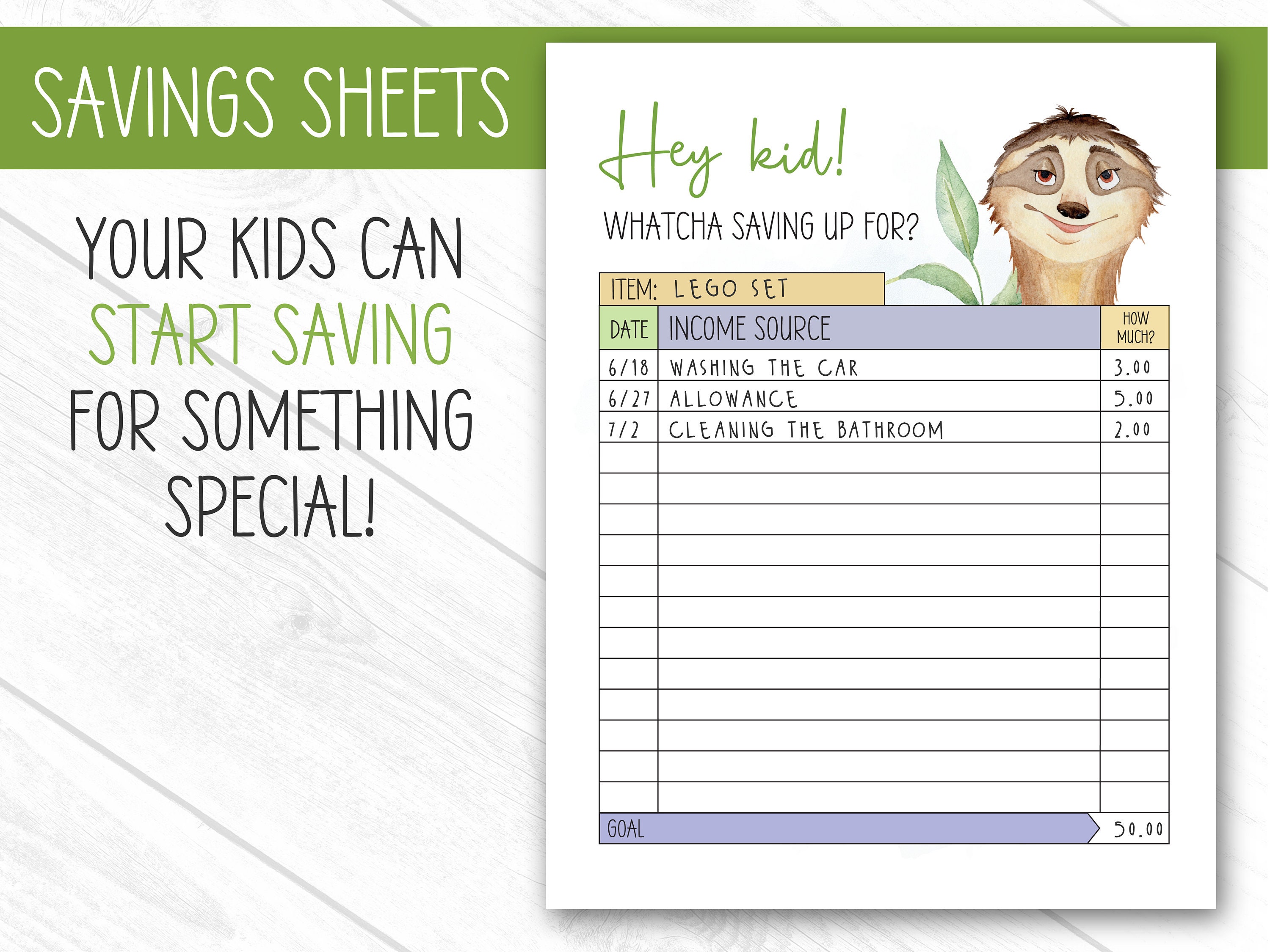 Kids Money Tracker PRINTABLE Savings Tracker Kids Money | Etsy