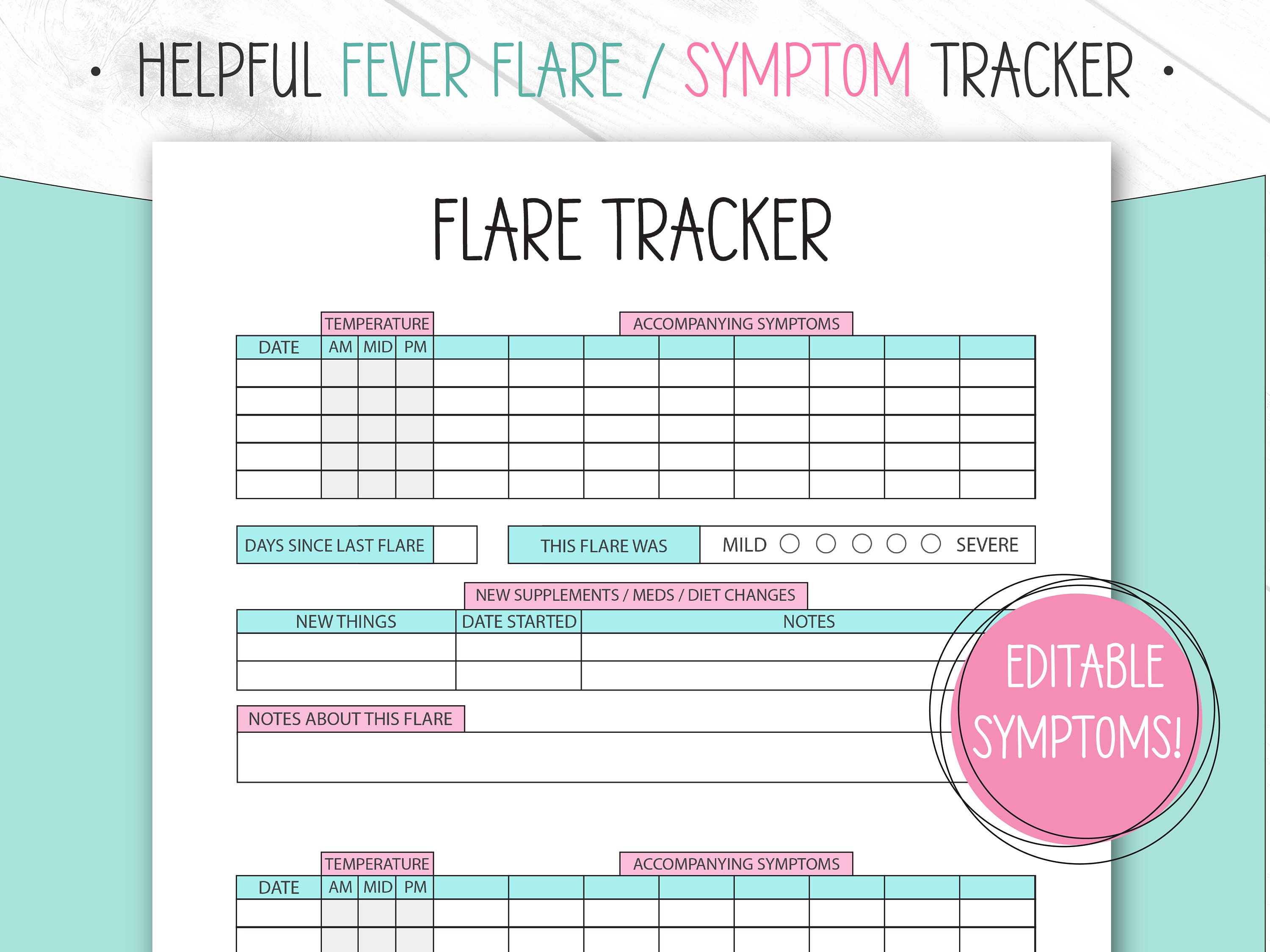 Periodic Fever Syndrome Fever Tracker Symptom Tracker - Etsy