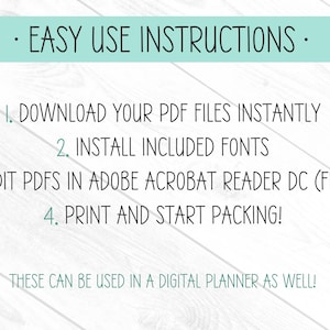 Packing List, EDITABLE and PRINTABLE, Packing List Template, Packing ...