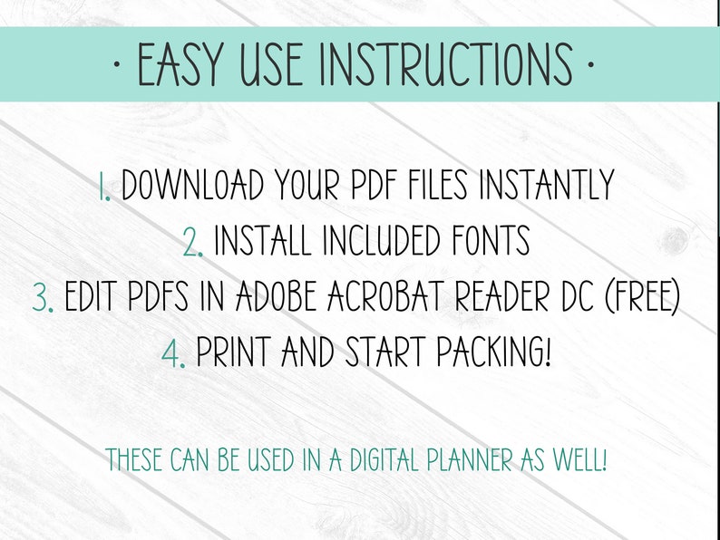 Packing List, EDITABLE and PRINTABLE, Packing List Template, Packing ...