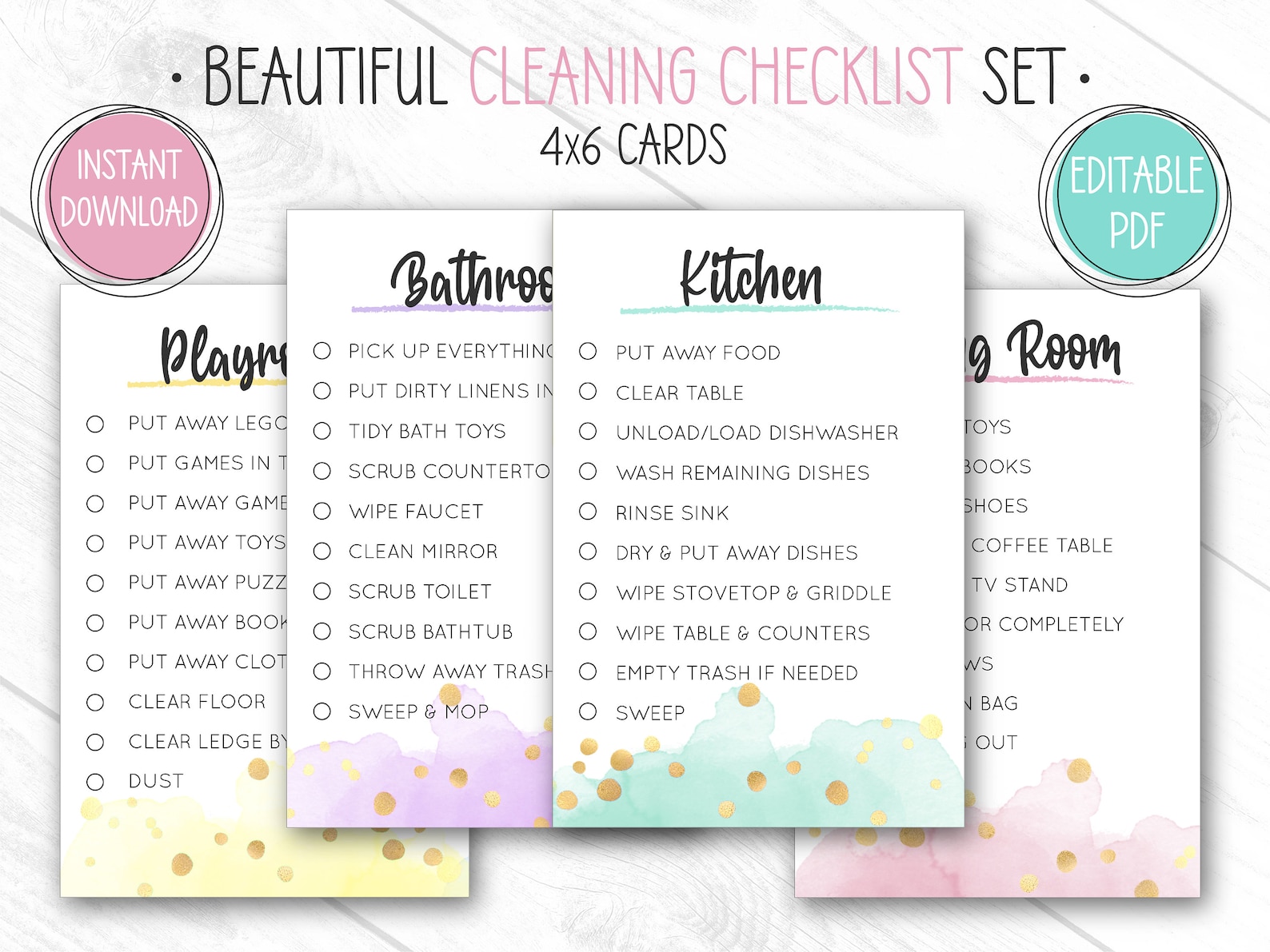 Room Cleaning Card, EDITABLE, PRINTABLE, House Zones, Chore Checklist ...