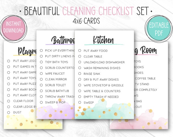 Room Cleaning Card, EDITABLE, PRINTABLE, House Zones, Chore Checklist ...
