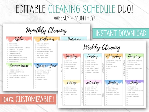 Ultimate ADHD Cleaning Planner Bundle Editable By Canva