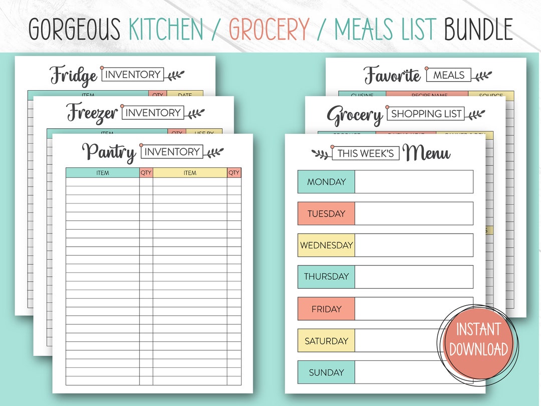 Kitchen Organization Bundle, EDITABLE, PRINTABLE, Freezer Inventory ...