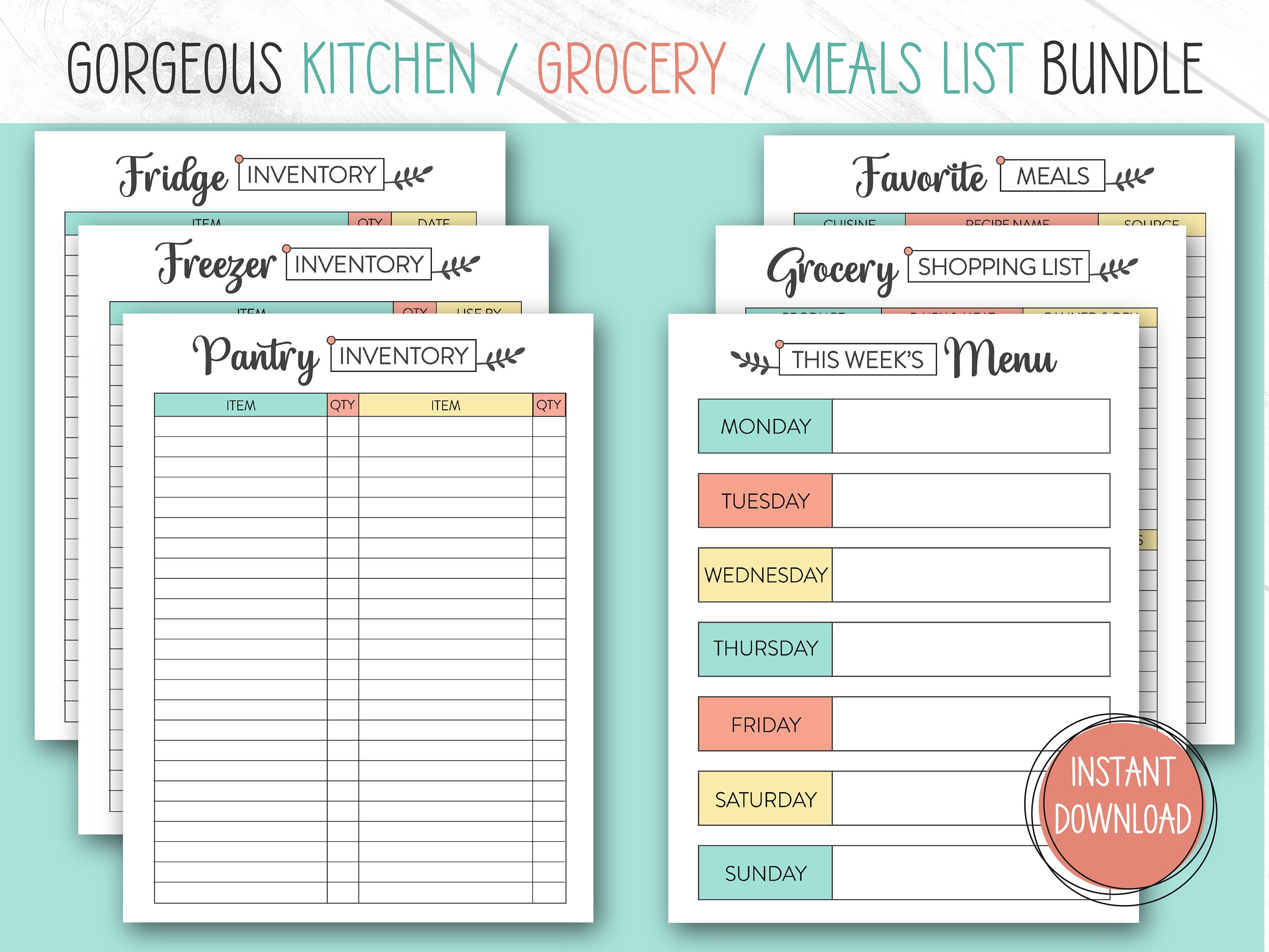 Kitchen Organization Bundle EDITABLE PRINTABLE Freezer | Etsy