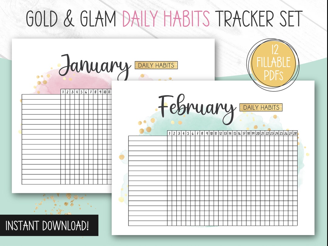 Habit Tracker, PRINTABLE, Habit Tracker Printable, Cute Habit Tracker ...