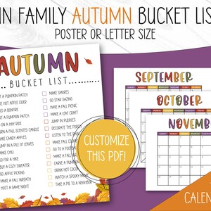 Autumn Bucket List Printable | EDITABLE | Fall Bucket List Poster ...