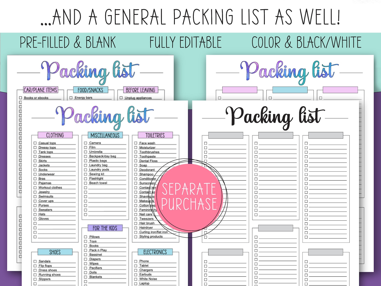 RV Food Packing List, EDITABLE, Packing List Template, Camping Pack ...