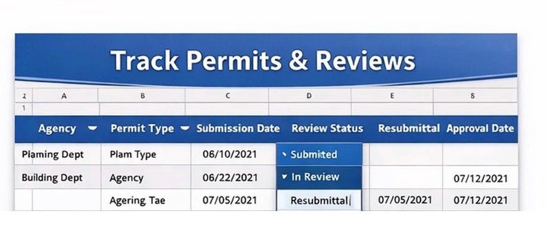 Permit & Agency Review Tracker | Excel Project Management Template ...