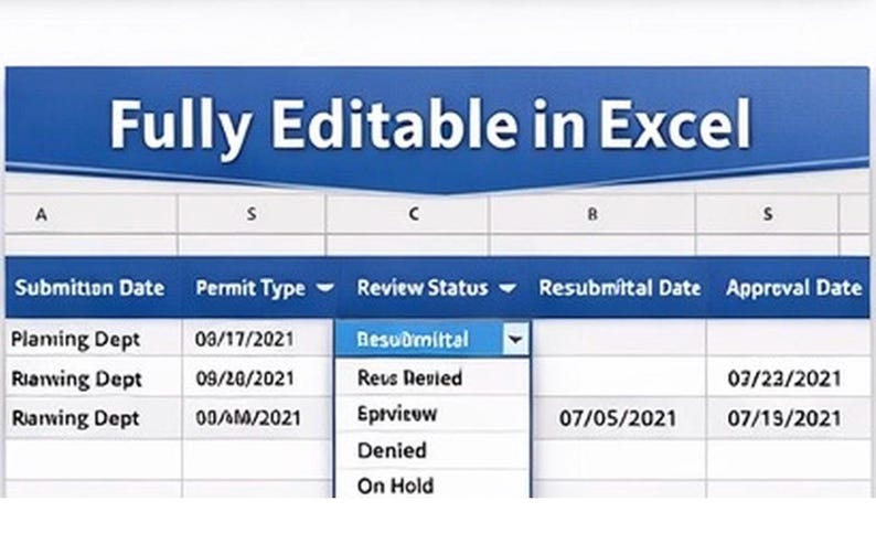 Permit & Agency Review Tracker | Excel Project Management Template ...