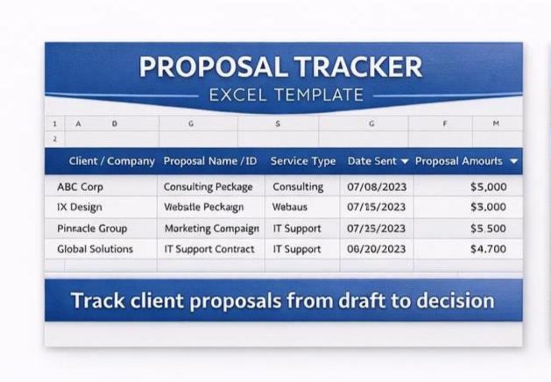 Proposal Tracker Excel Template | Client Proposal Tracking Spreadsheet ...