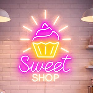 Sweet Shop Neon Sign | Dessert Neon Light | Bakery & Candy Store Wall ...