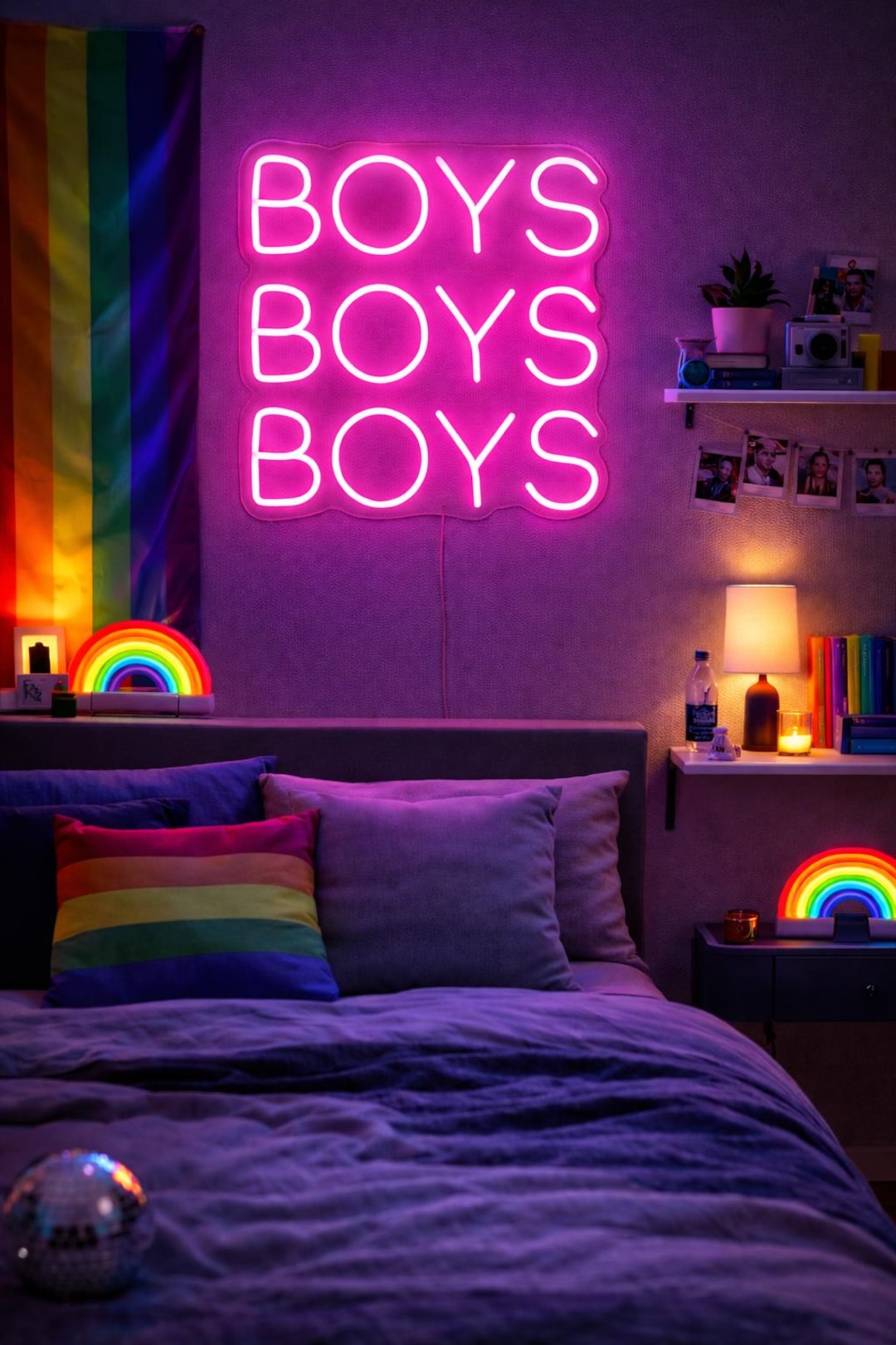 Boys Boys Boys Neon Sign – Modern Typography LED Neon Wall Sign ...
