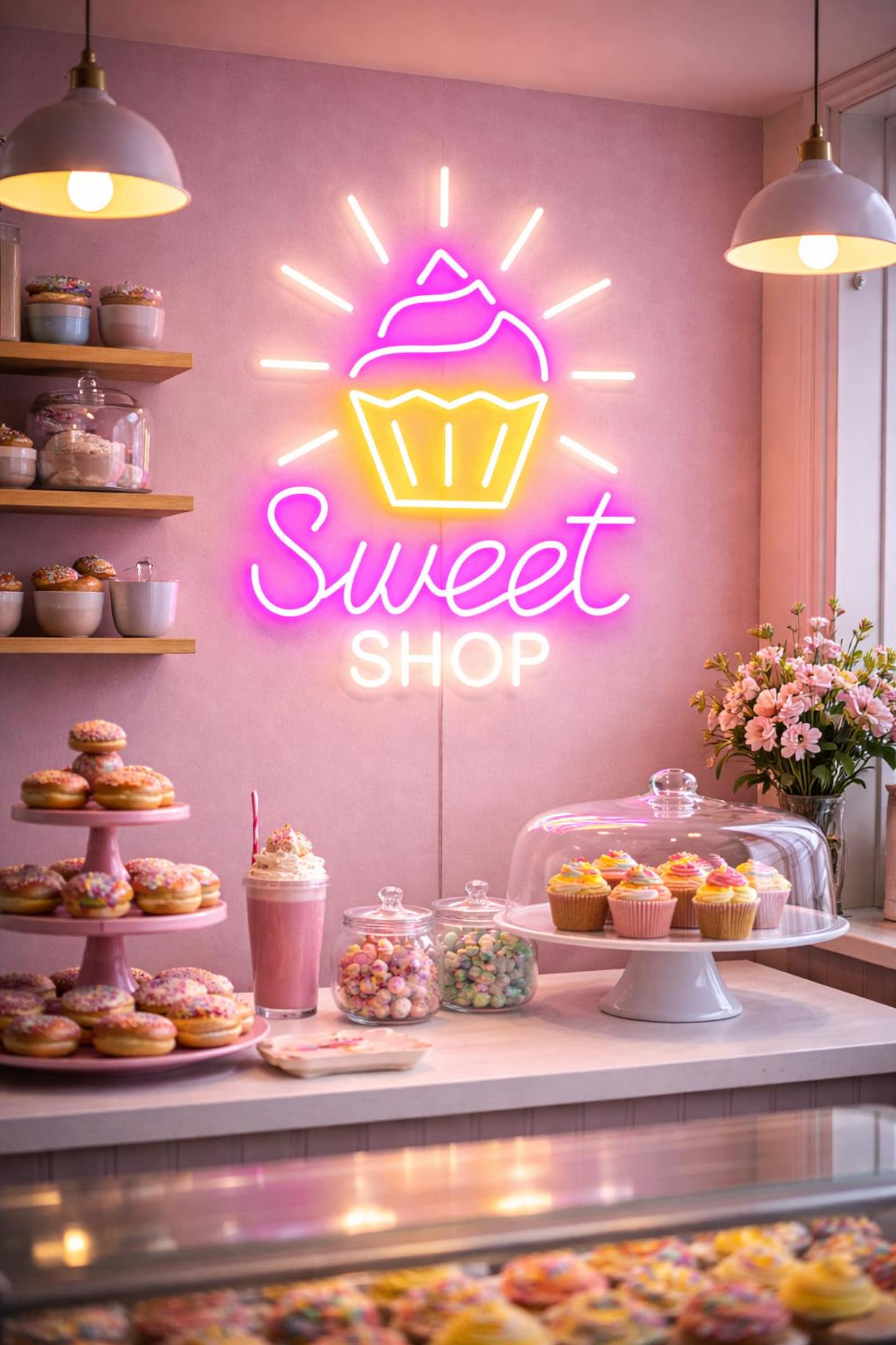Sweet Shop Neon Sign | Dessert Neon Light | Bakery & Candy Store Wall ...