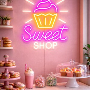 Sweet Shop Neon Sign | Dessert Neon Light | Bakery & Candy Store Wall ...