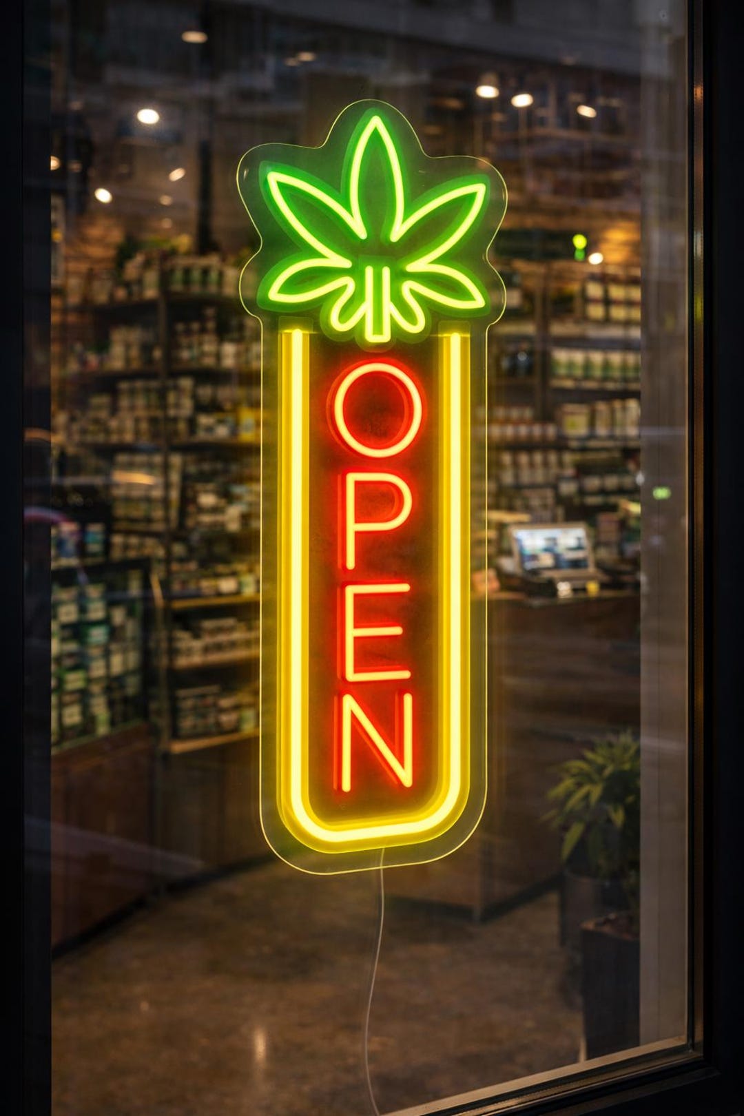 Open Neon Sign for Cannabis Shop | Handmade LED Neon Open Sign ...