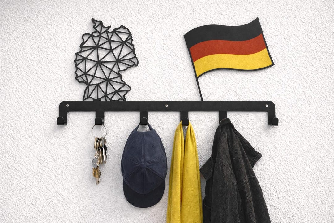 Germany Map Metal Wall Hook Rack – German Flag, Laser Cut Steel - Etsy