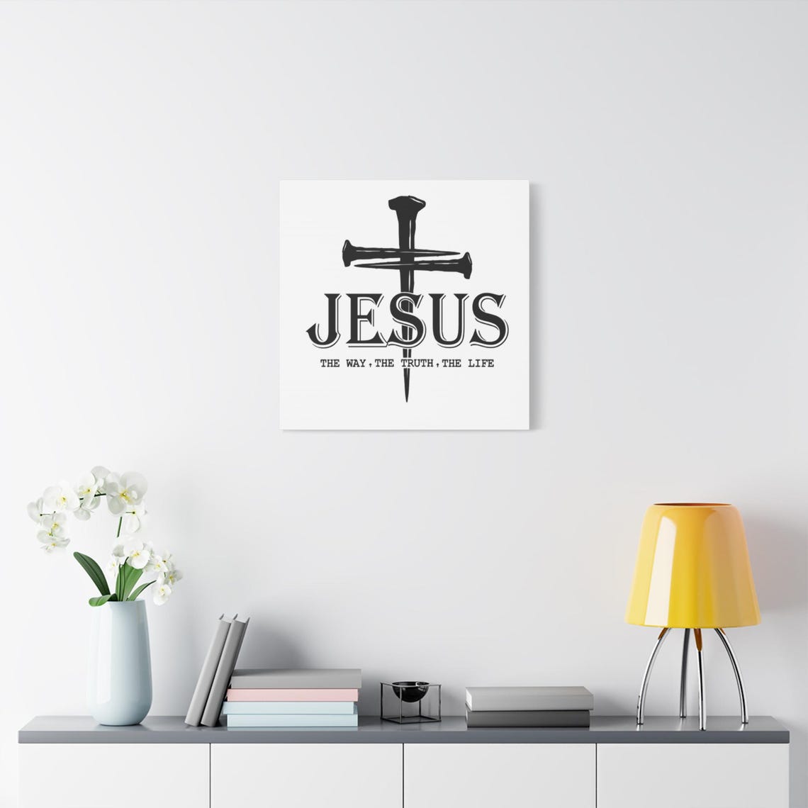Jesus Cross Canvas Wall Art 24x24, the Way the Truth the Life Scripture ...
