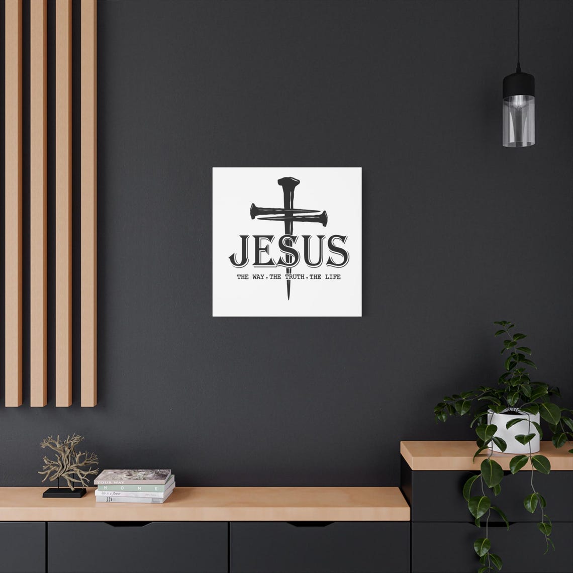 Jesus Cross Canvas Wall Art 24x24, the Way the Truth the Life Scripture ...