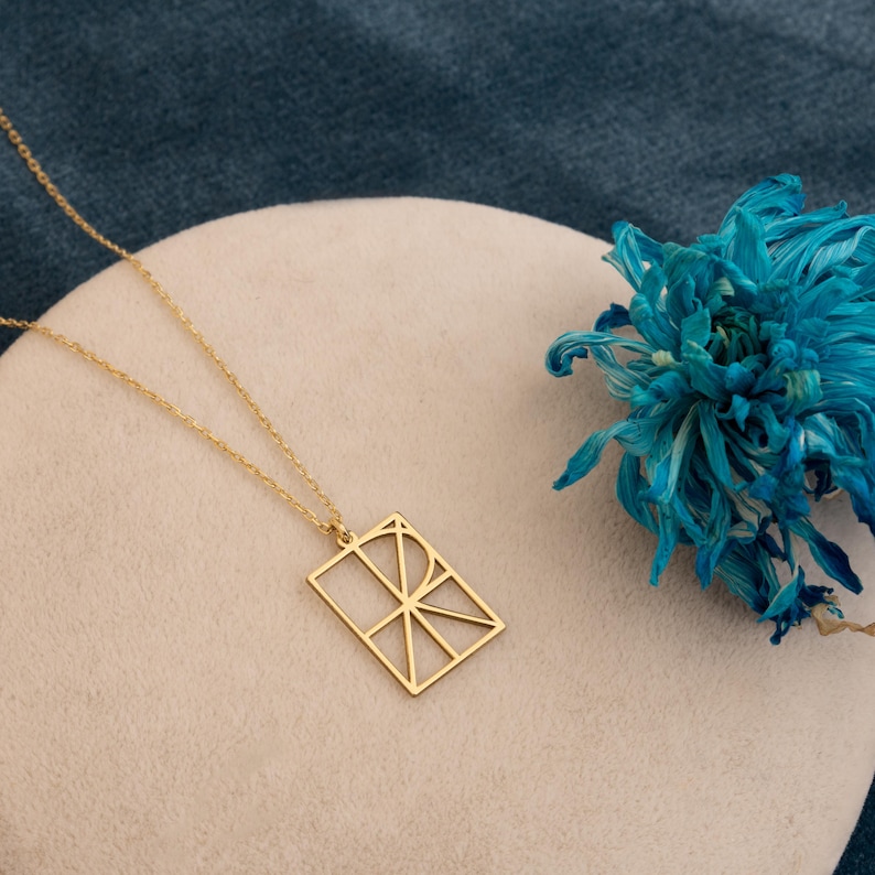 14K Gold Name Logo Necklace, Custom Overlapping Name Pendant, Minimal ...