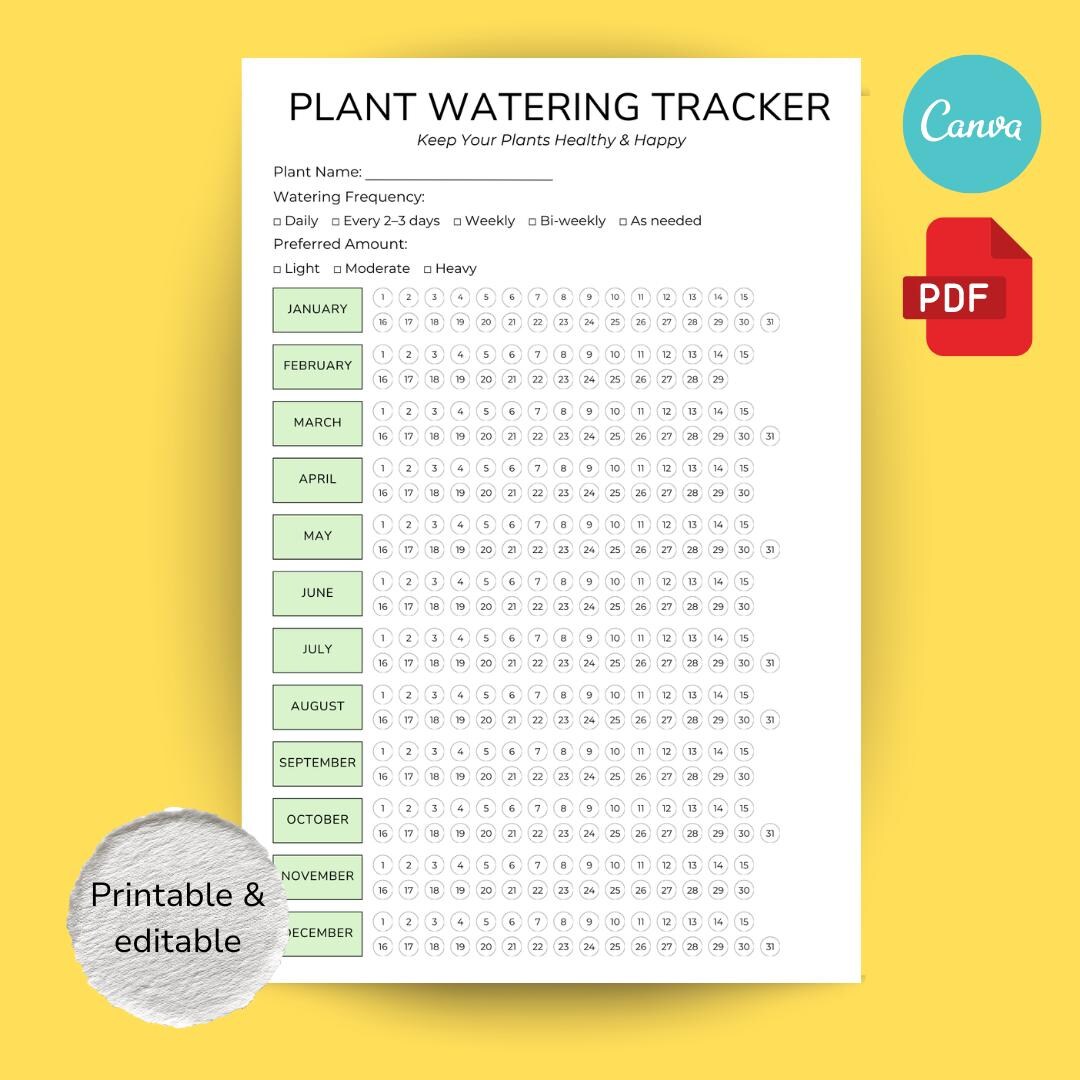 Printable Plant Watering Tracker - Etsy