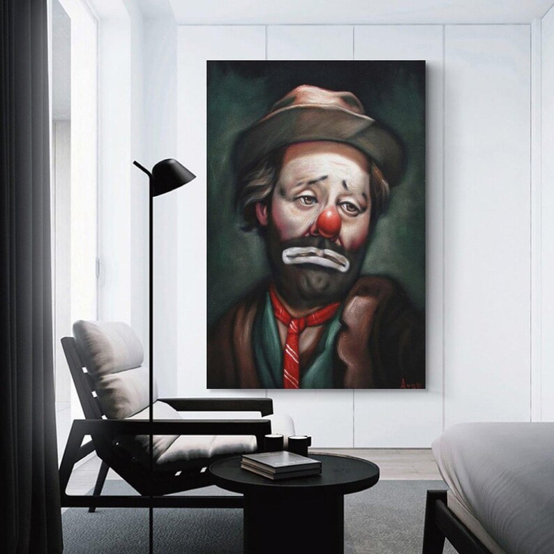 Emmett Kelly Hobo Clown Portrait Canvas Art Print, Sad Face Wall Decor ...
