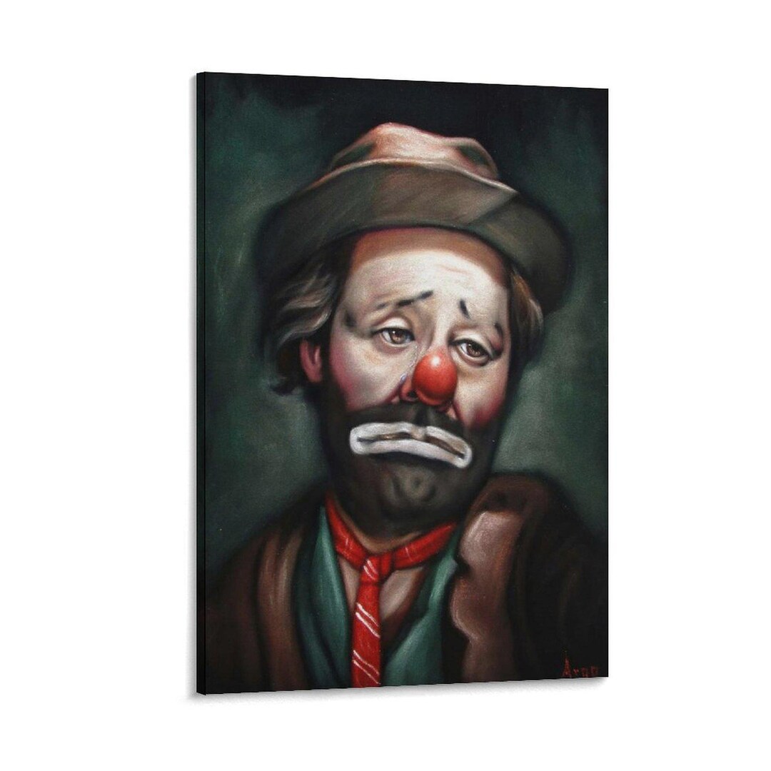 Emmett Kelly Hobo Clown Portrait Canvas Art Print, Sad Face Wall Decor ...