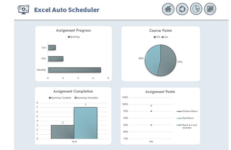Excel Student Planner | Auto Calendar, Assignment Tracker (digital ...