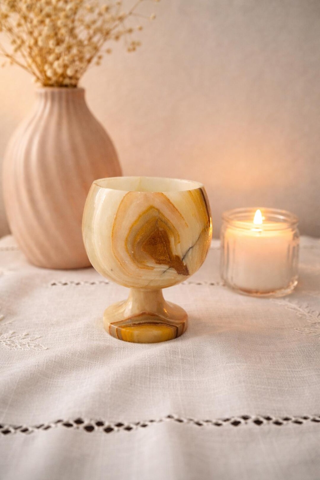 Vintage Onyx Wine Goblet – Natural Stone Wine Glass Ideal for Home ...