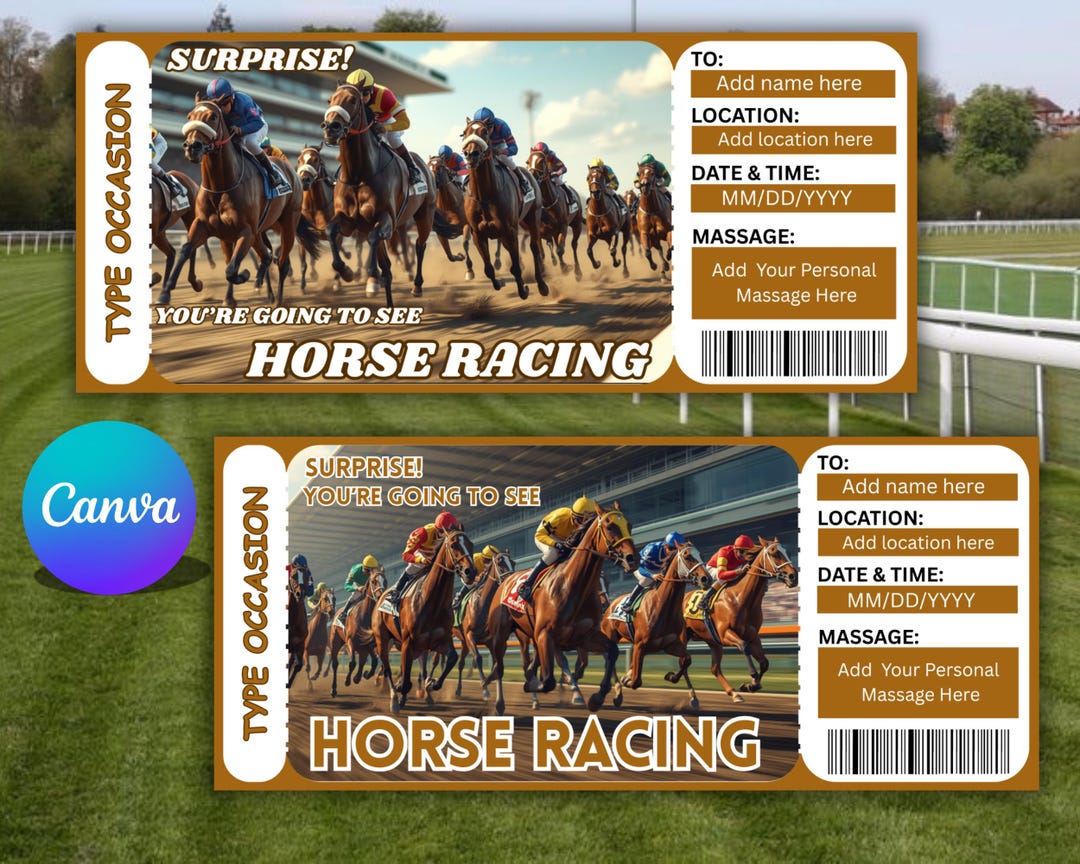 Editable Horse Racing Ticket Template, Surprise Gift (digital Download ...