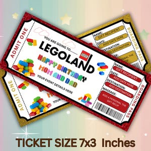 Legoland Surprise Ticket | Printable Theme Park Vacation Gift (7x3 ...