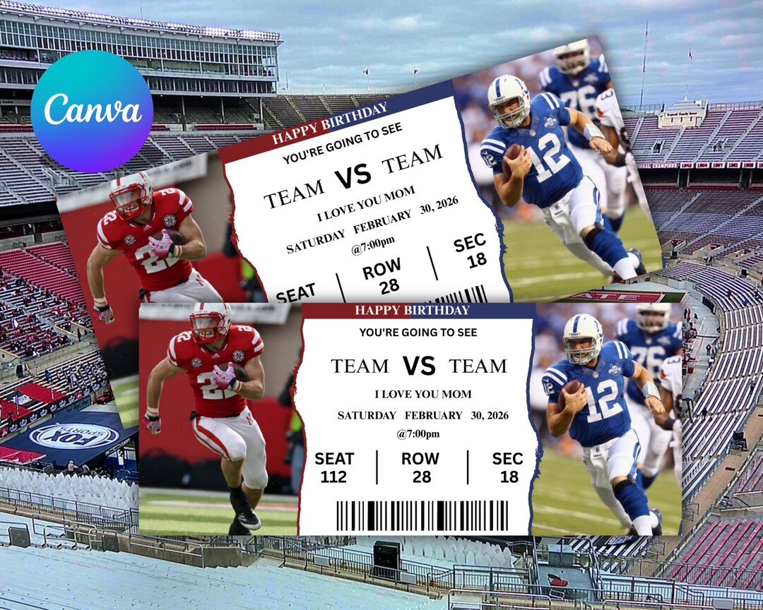 Football Game Ticket | Editable Football Ticket Gift | Sports Event ...