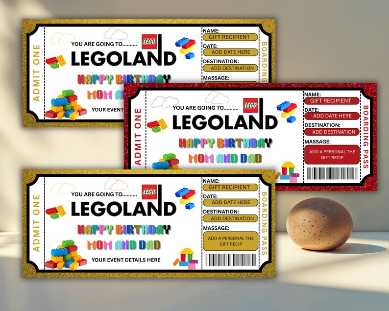Legoland Surprise Ticket | Printable Theme Park Vacation Gift (7x3 ...