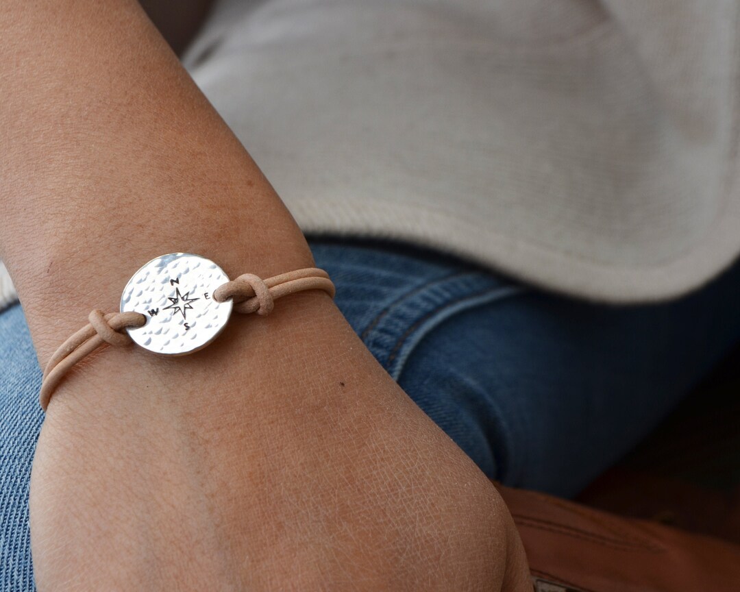 Sterling Compass Bracelet - Customize - Hand Stamped - Find Your Way - Etsy