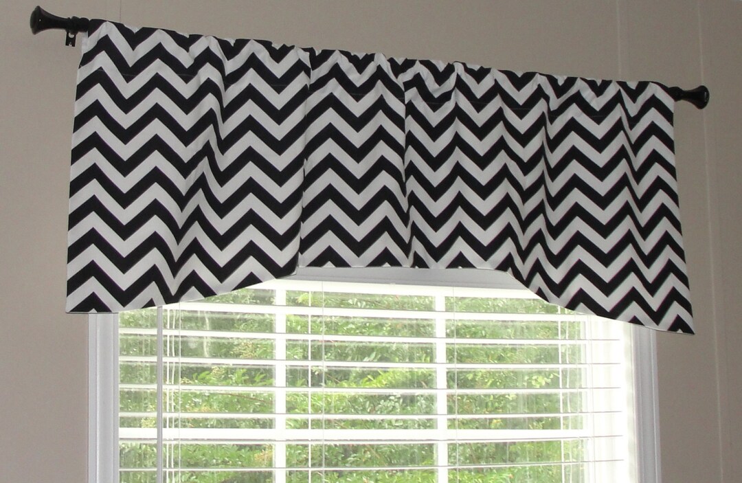 Premier Prints Arch Shaped Black and White Chevron Valance - Etsy