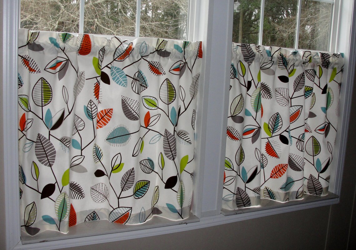 Covington Green Leaf Cafe Curtains 80 Wide X 28 - Etsy