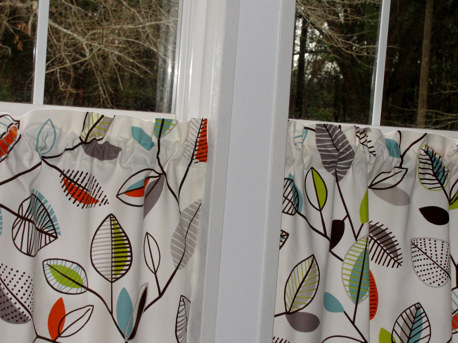 Covington Green Leaf Cafe Curtains 80 wide x 28 | Etsy