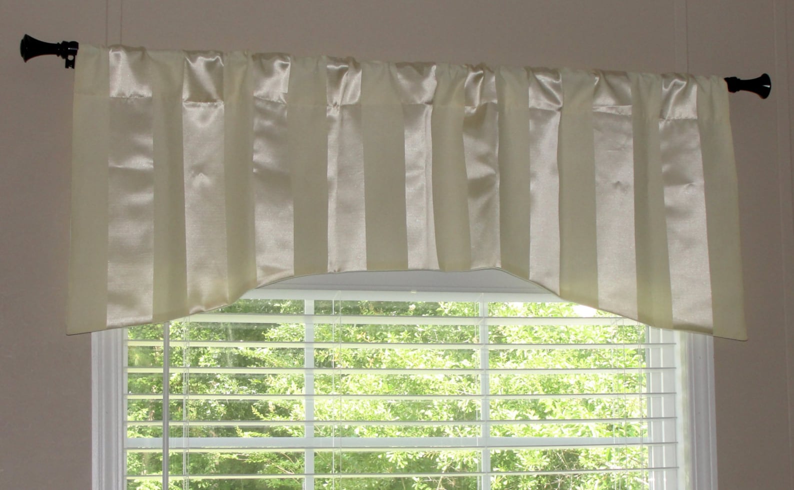 Cream Satin Canopy Stripe Shaped Valance 52 X 19 | Etsy
